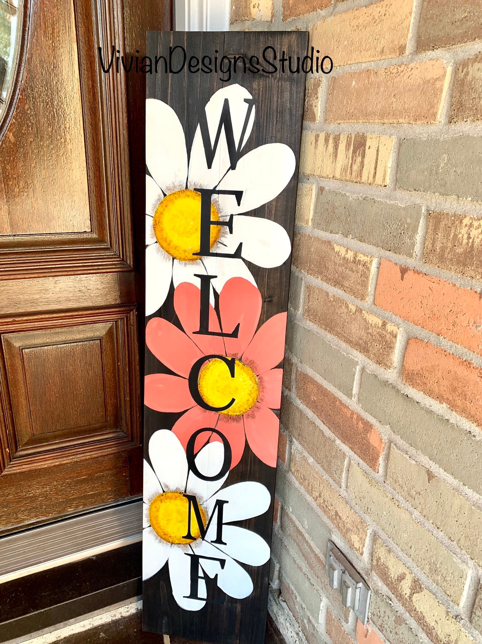 Spring Flowers Welcome Porch Leaner Handpainted Spring Sign, Spring ...
