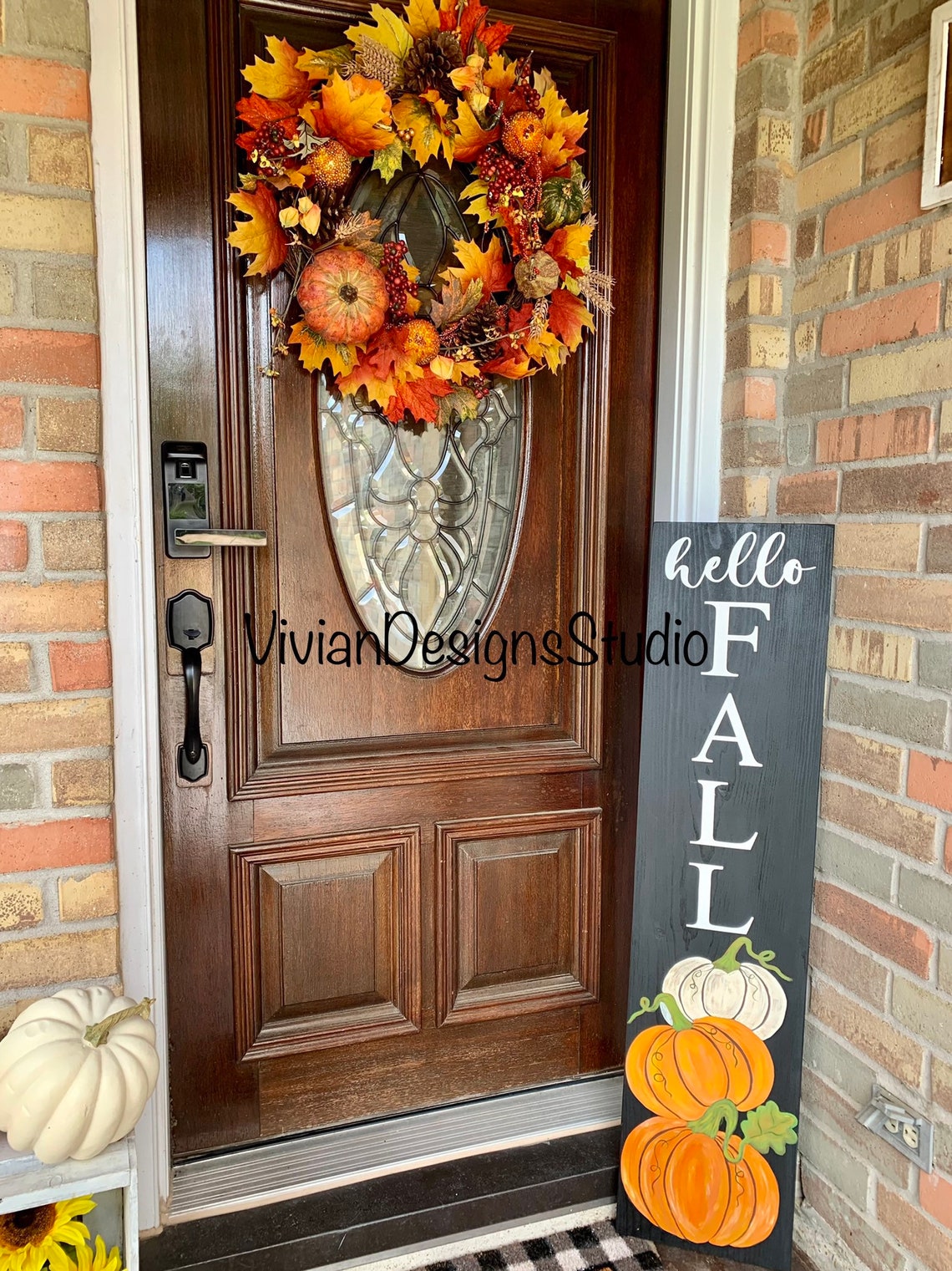 Hello Fall Porch Leanerfront Porch Sign Fall Sign Sunflower - Etsy