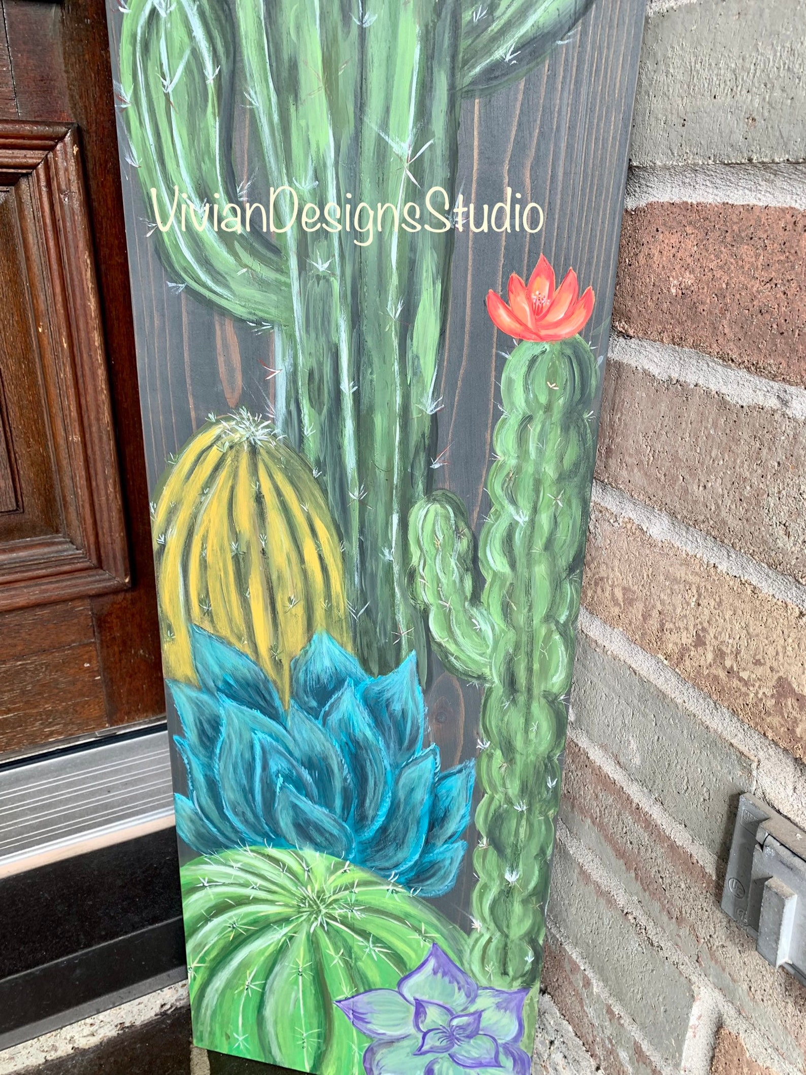 Spring Porch Leaner Sign Succulent Plants Hello Porch Leaner, Spring ...