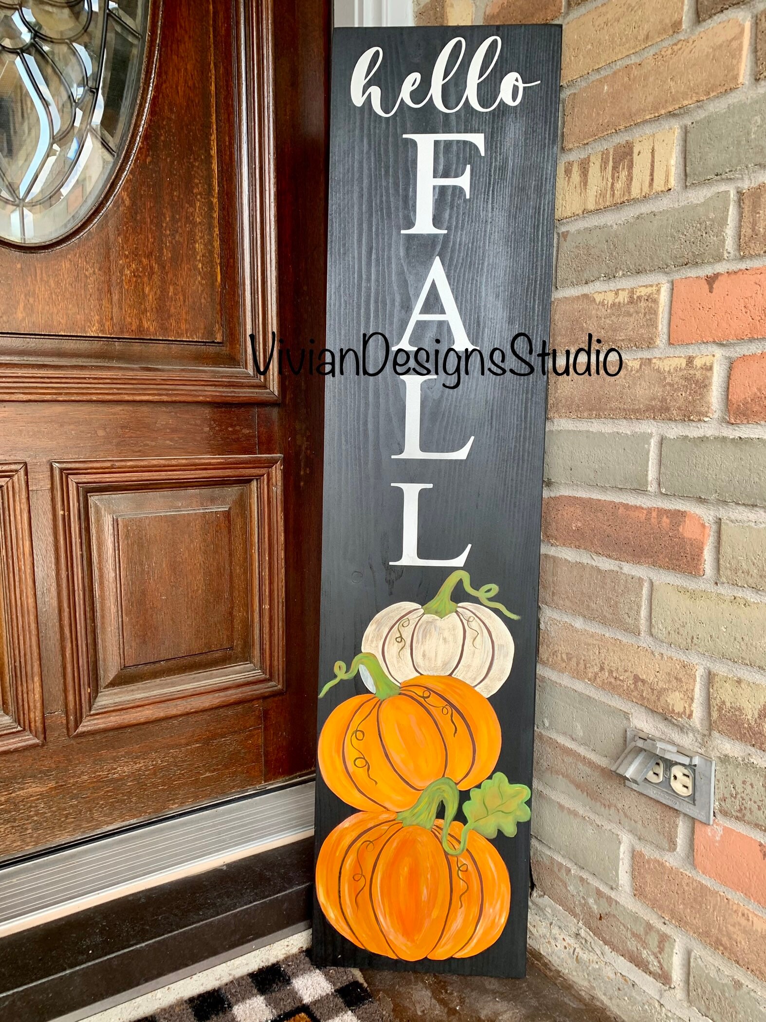 Hello Fall Porch Leanerfront Porch Sign Fall Sign Sunflower - Etsy