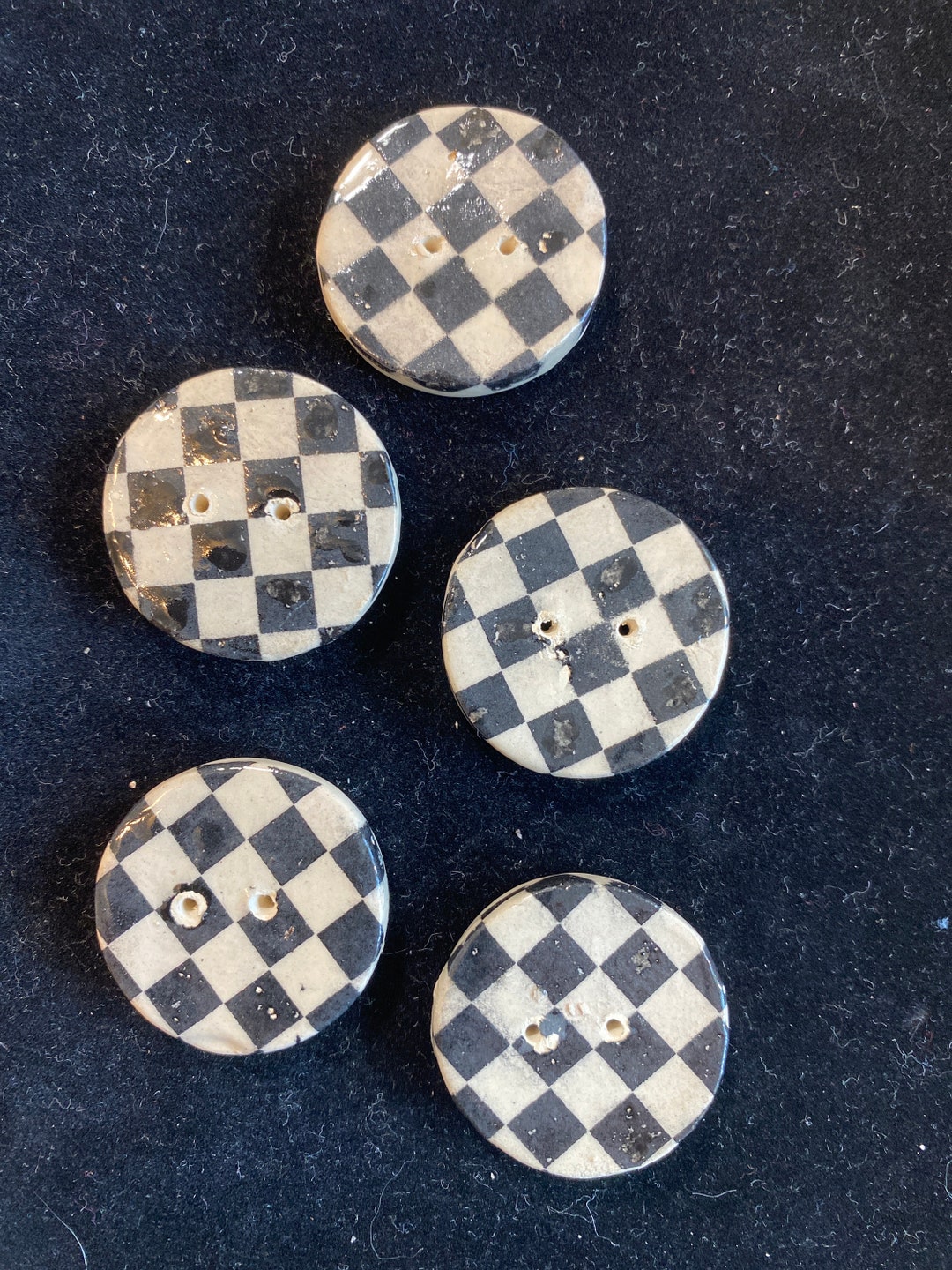 Checkered Black and White Ceramic Buttons - Etsy
