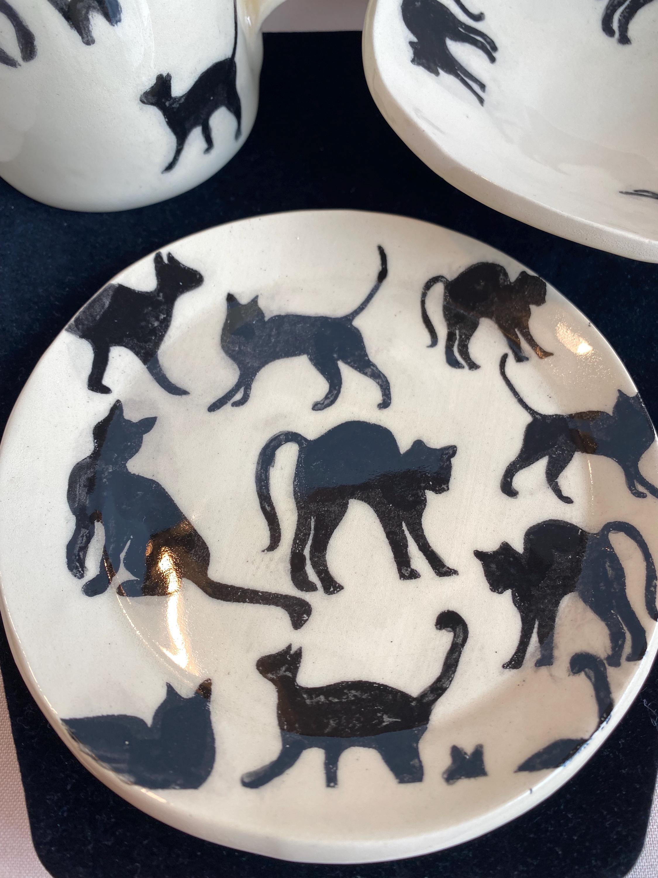 Black Cat Set Mug, Bowl, Plate, and Napkin Set Number 1 - Etsy
