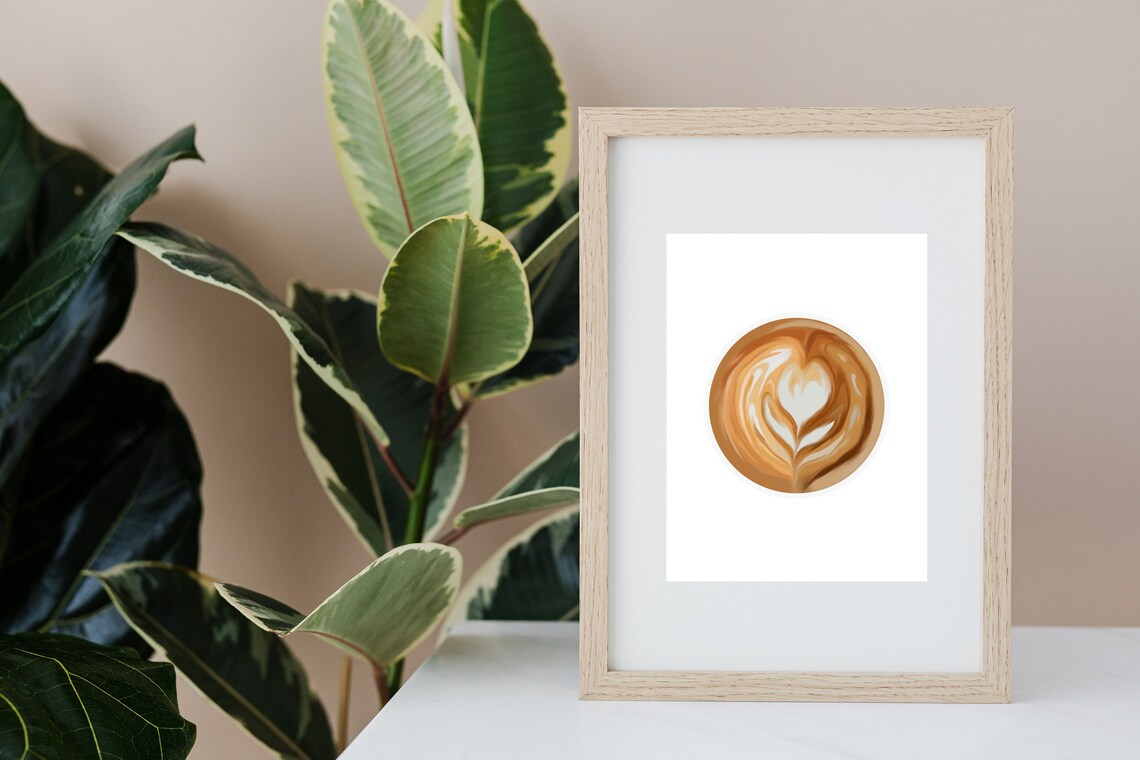 Latte Art Digital Print, Latte Art, Coffee, Digital Print, Digital ...