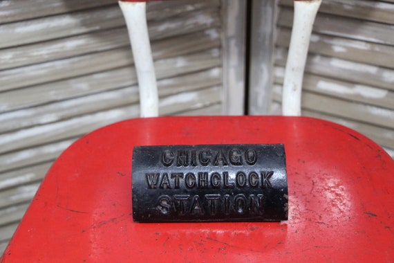 Vintage Cast Iron Chicago Watchclock Station Security Guard Box & Key ...