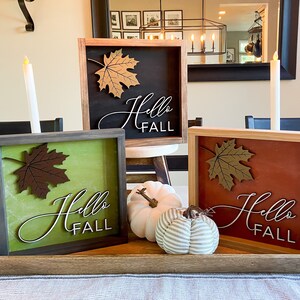 Hello Fall 3D Laser Cut Sign With Autumn Maple Leaf, Chalkboard Finish ...