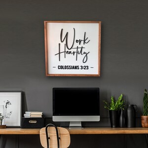 Custom Bible Verse Home Sign, Work Heartily Office Sign, 3D Letter ...