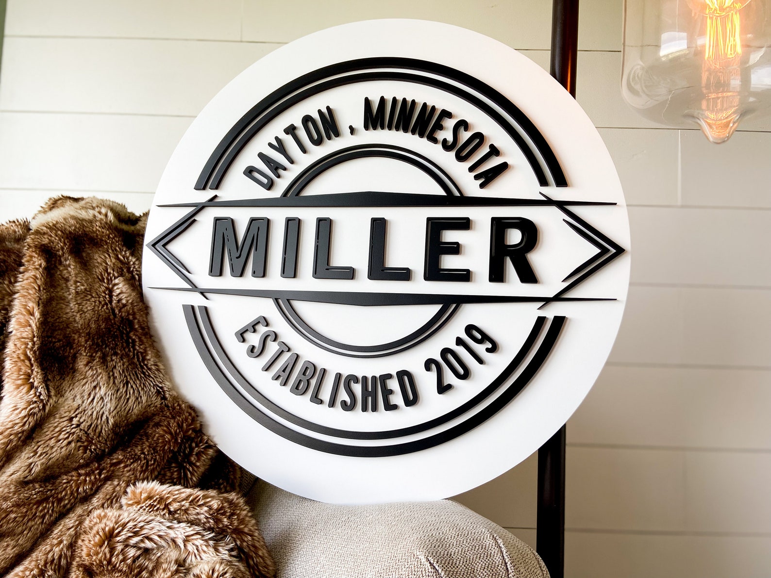 Personalized Vintage Last Name Round Sign 3D Letter Circle | Etsy