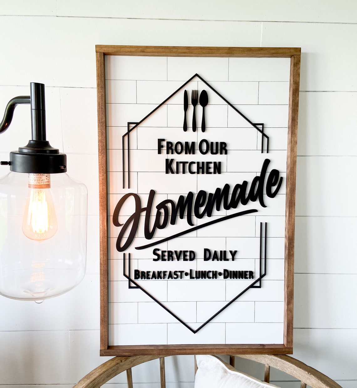 Homemade Kitchen Sign 3D Lettering & Utensils Served Daily - Etsy