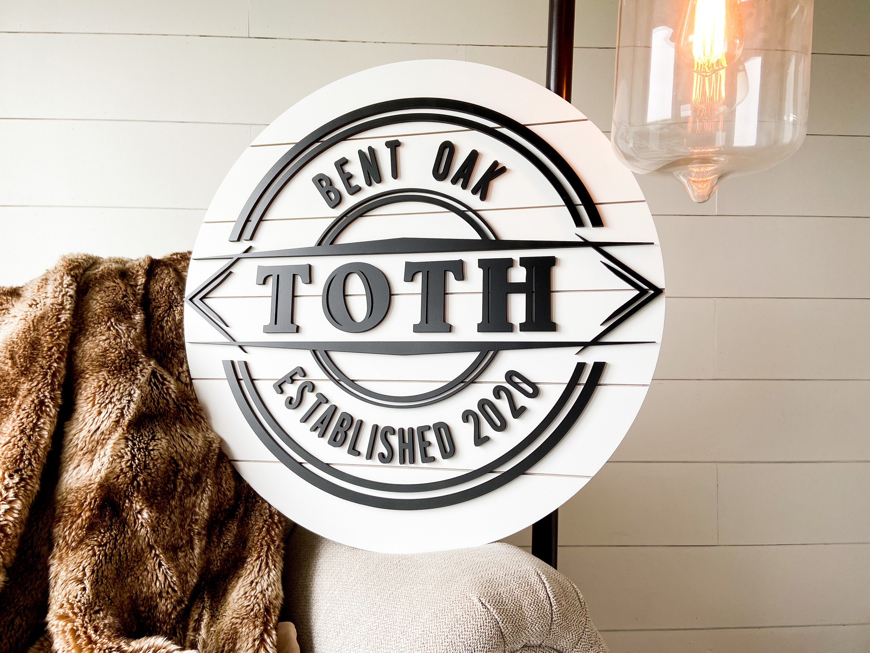 Personalized Vintage Last Name Round Sign 3D Letter Circle | Etsy