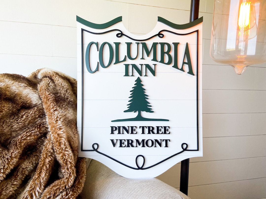 Columbia Inn Pine Tree Vermont 3D White Christmas Sign, Christmas Tree ...