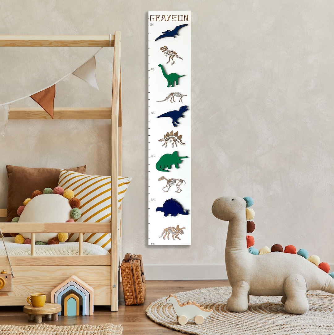 Custom Kids Growth Chart: Dinosaur Nursery Decor, Personalized Name - Etsy