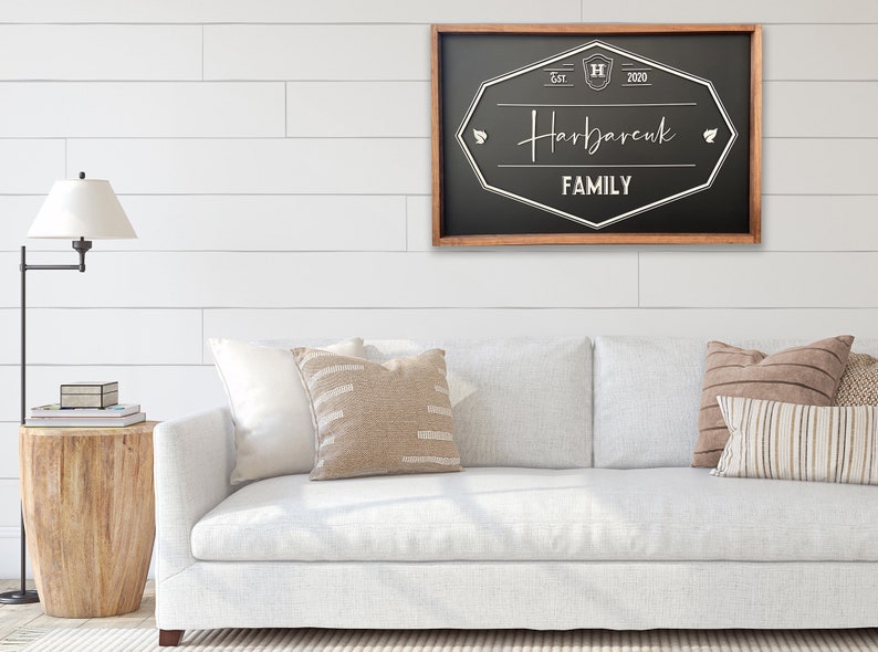 Personalized 3D Vintage Last Name Rectangle Modern Farmhouse | Etsy