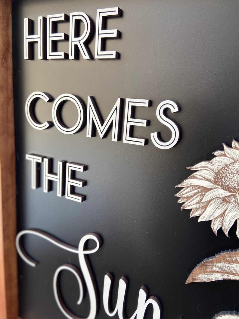 Here Comes The Sun Raised 3D Laser Cut Sign Engraved | Etsy