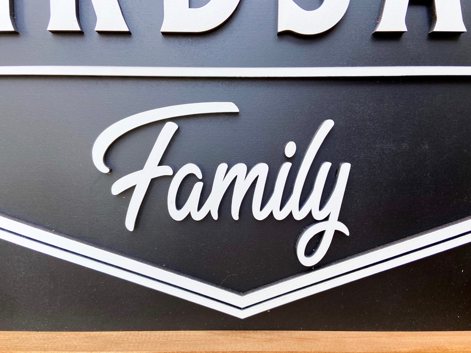 Personalized 3D Vintage Last Name Rectangle Modern Farmhouse | Etsy