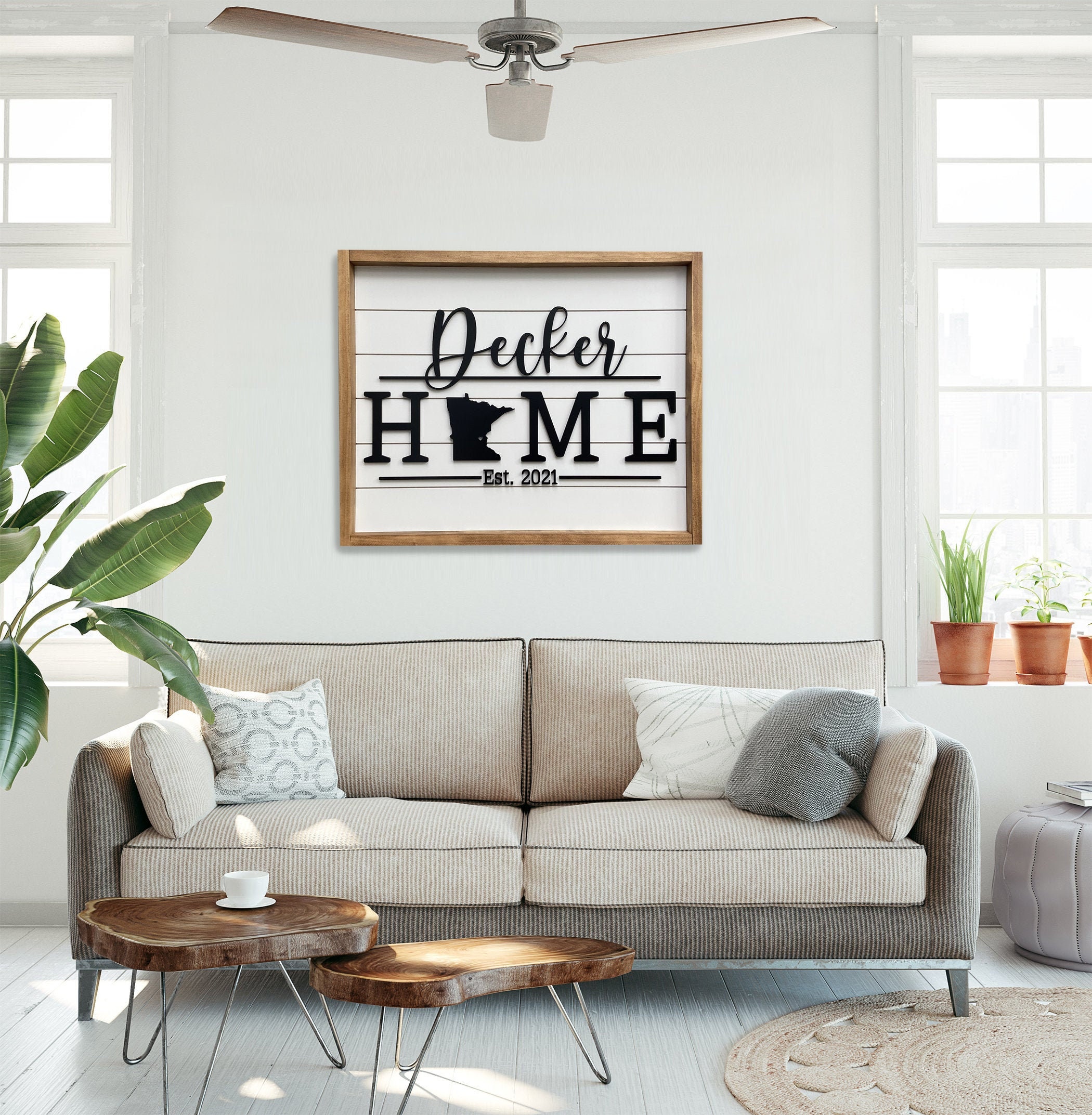 Personalized Last Name HOME Sign With 3D State Cutout - Etsy