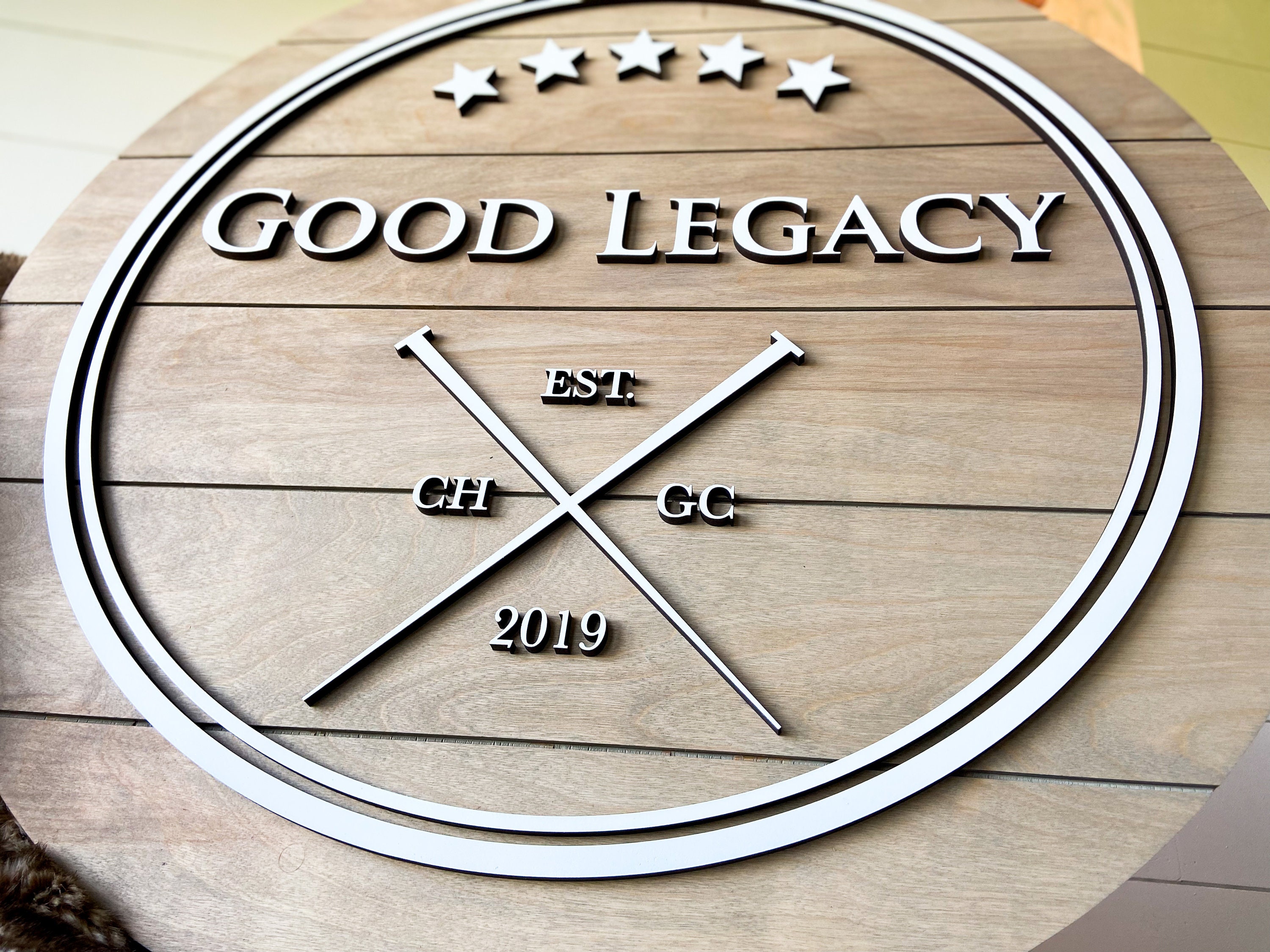 24 Custom Birch Stained Sign w/ 3D lettering Business Logo | Etsy