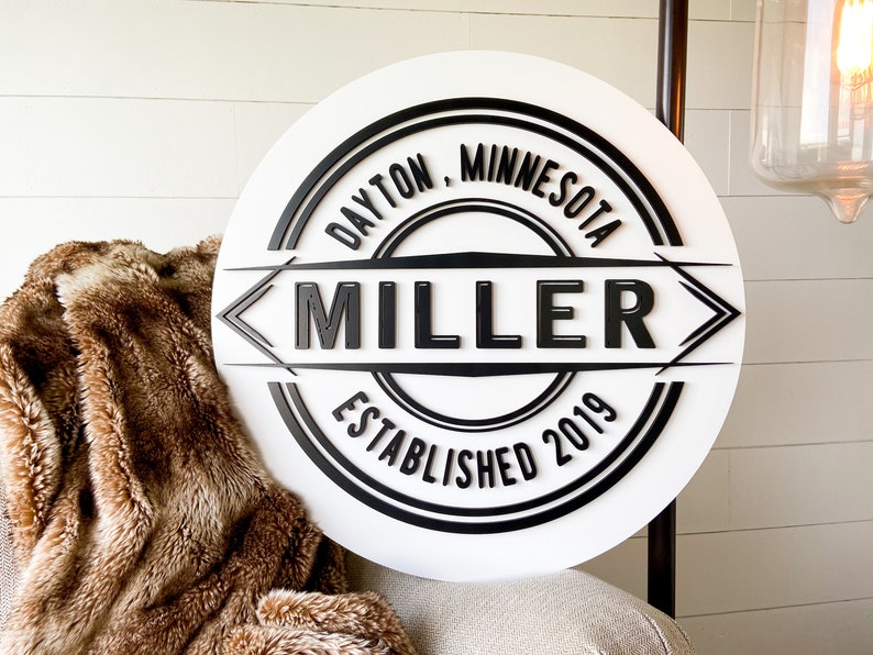 Personalized Vintage Last Name Round Sign 3D Letter Circle - Etsy