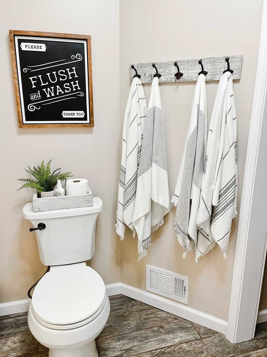 Flush & Wash 3D Bathroom Toilet Sign, Guest Bath Home Decor ...