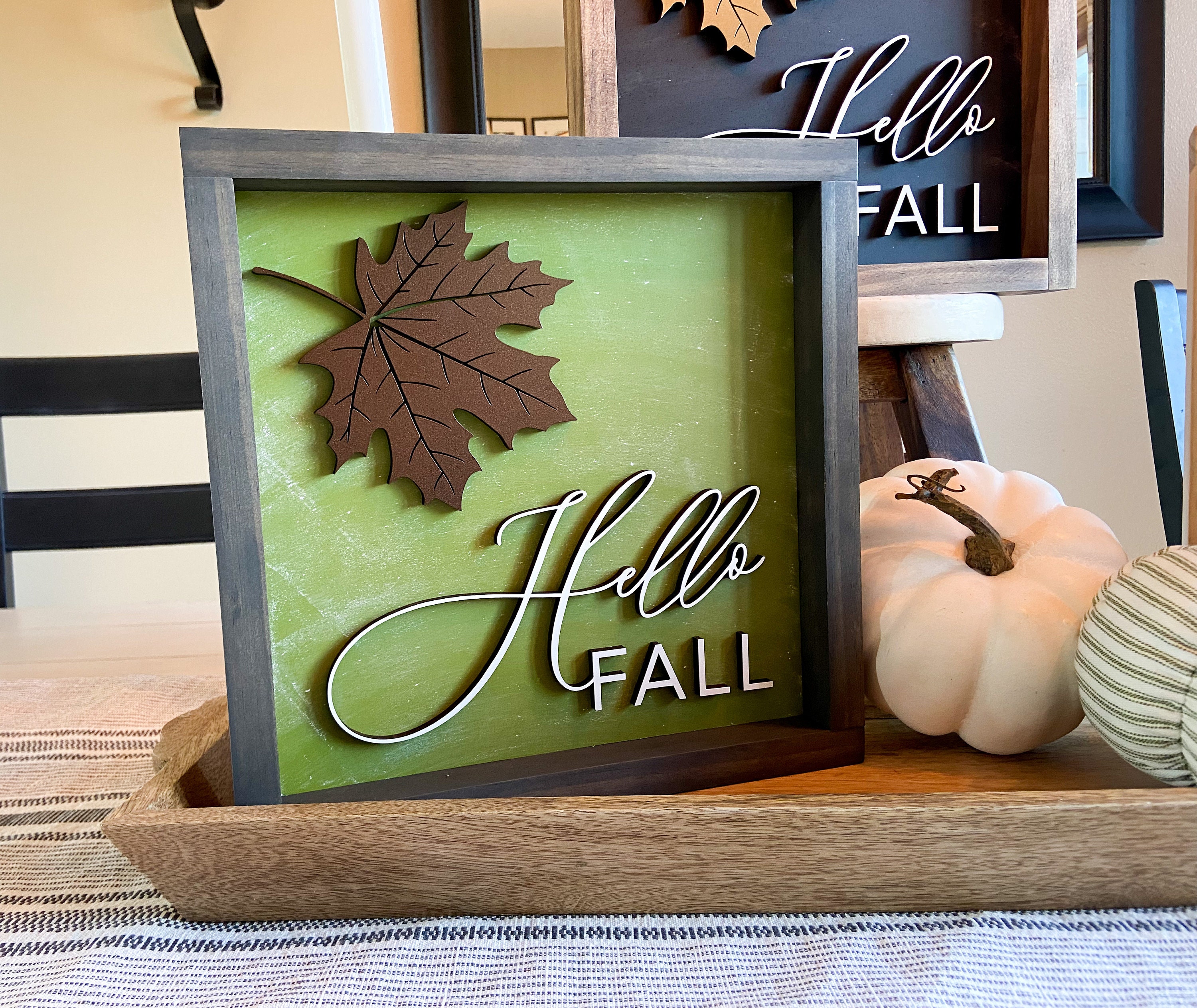 Hello Fall 3D Laser Cut Sign With Autumn Maple Leaf - Etsy