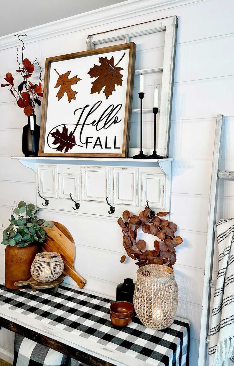 Handmade Hello Fall Sign: 3D Laser Cut Autumn Leaves Decor - Etsy