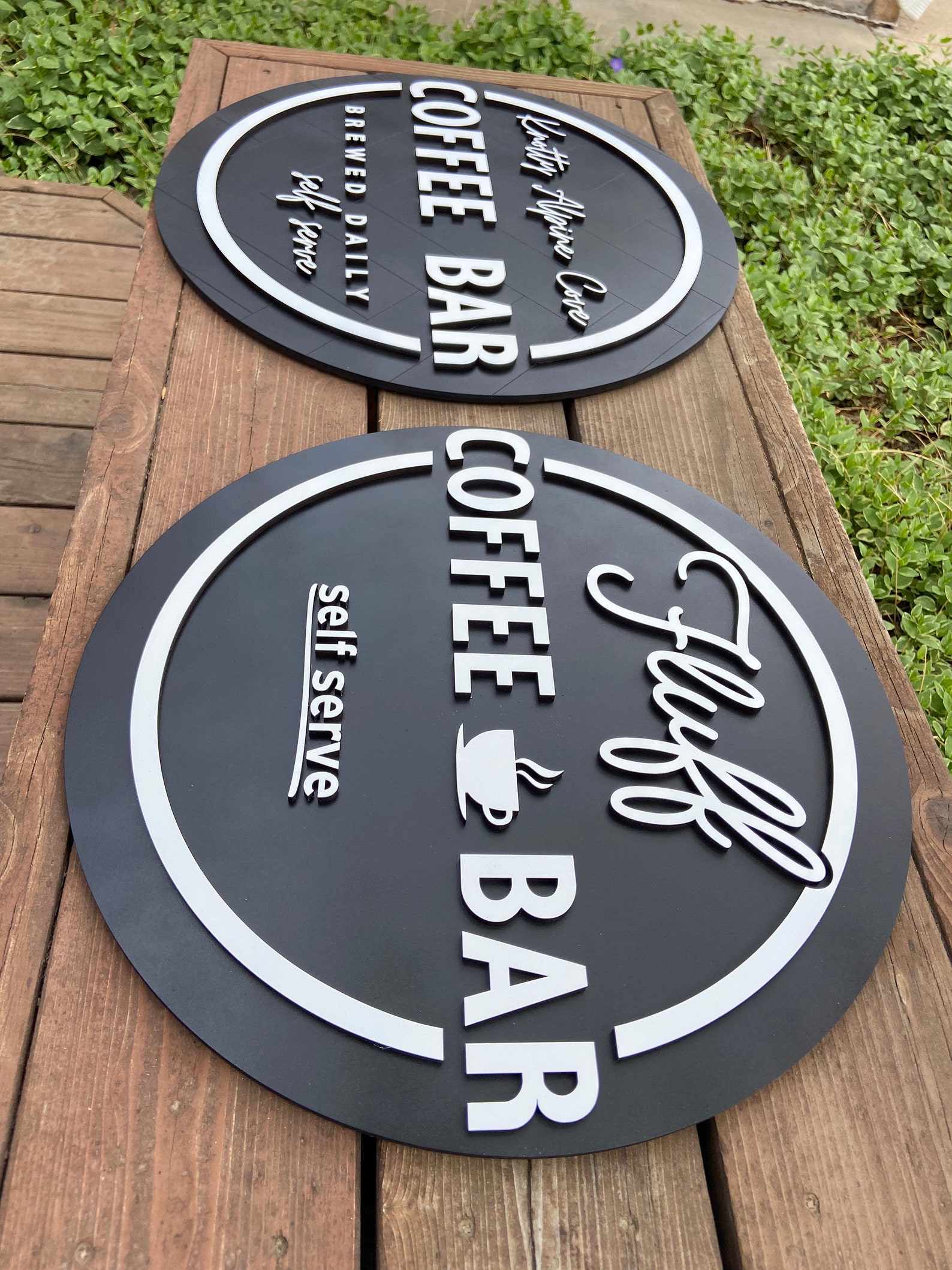 Personalized Coffee Bar Round Sign Name & Location Custom - Etsy