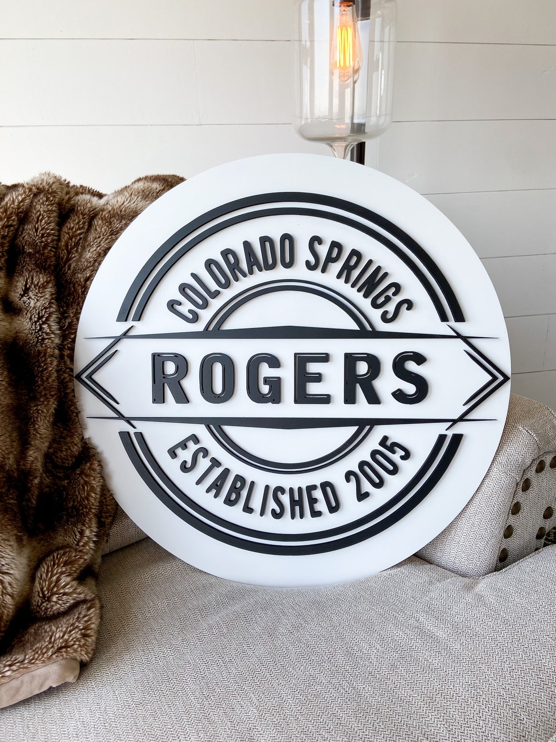 Personalized Vintage Last Name Round Sign 3D Letter Circle - Etsy