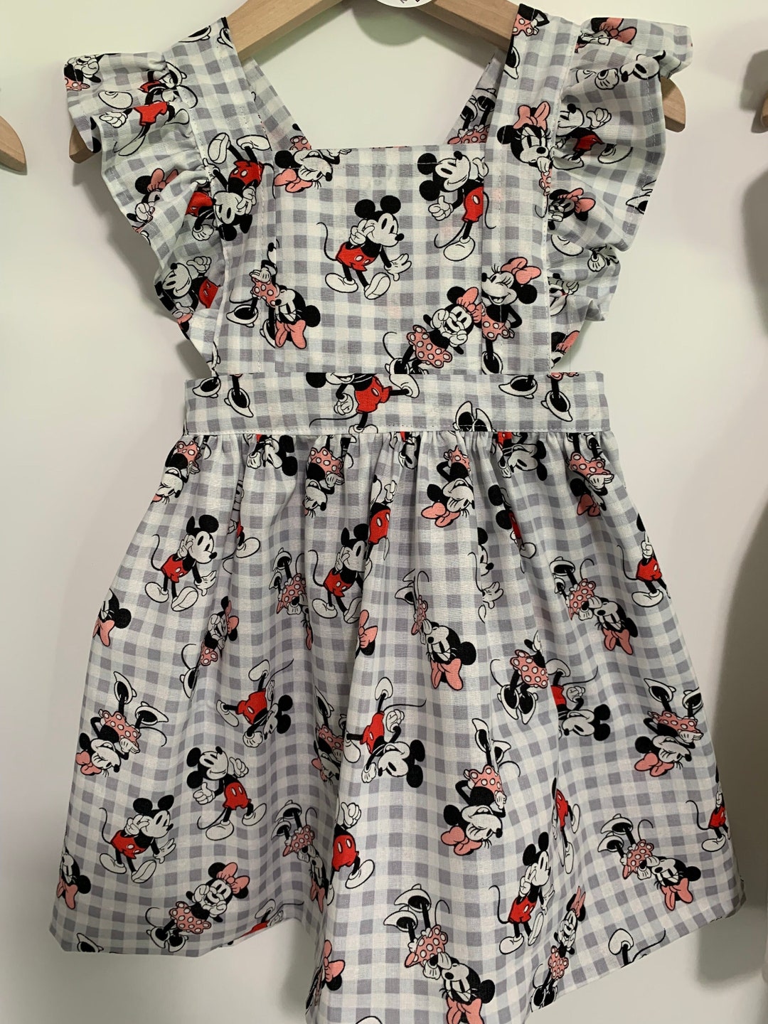 Mickey and Minnie Gingham Pinafore - Etsy