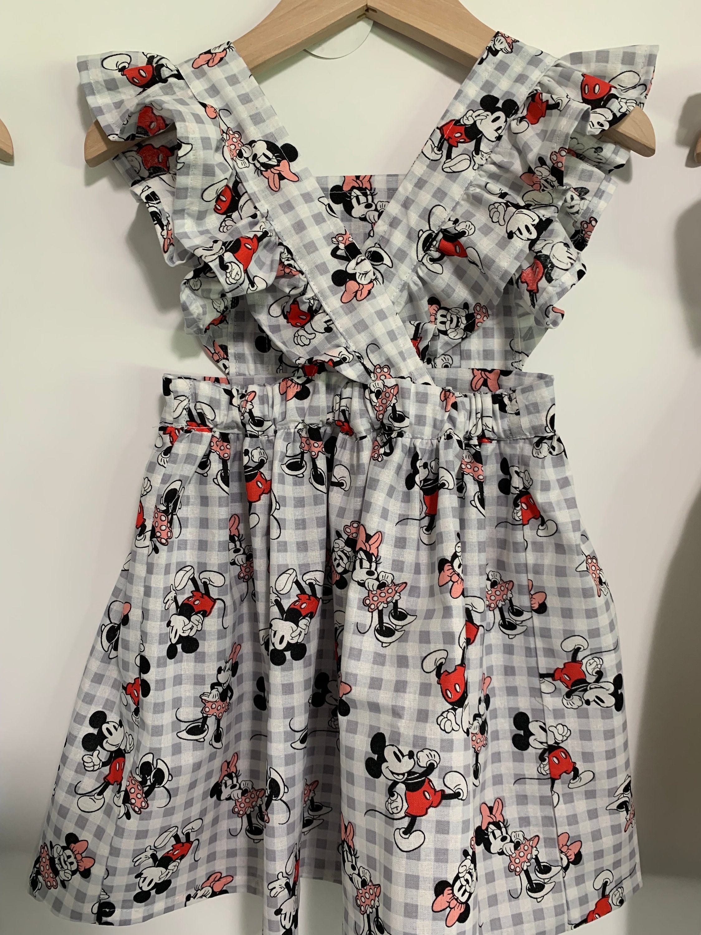 Mickey and Minnie Gingham Pinafore - Etsy