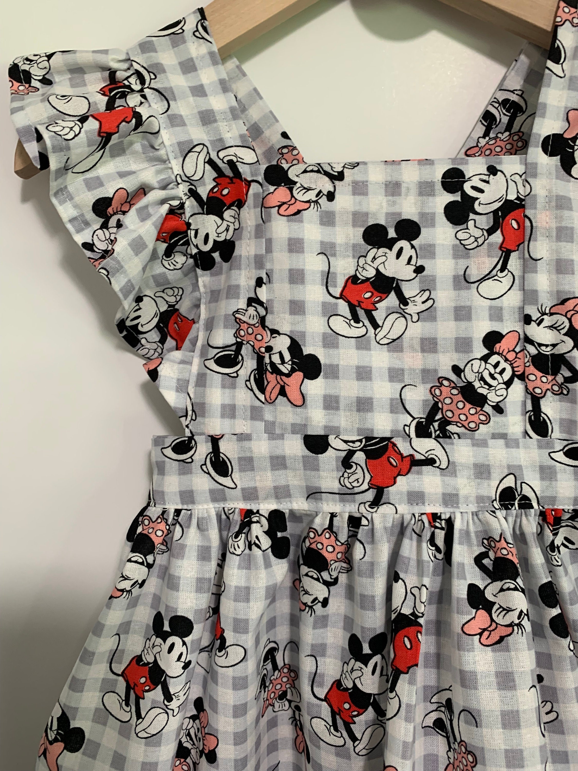 Mickey and Minnie Gingham Pinafore - Etsy