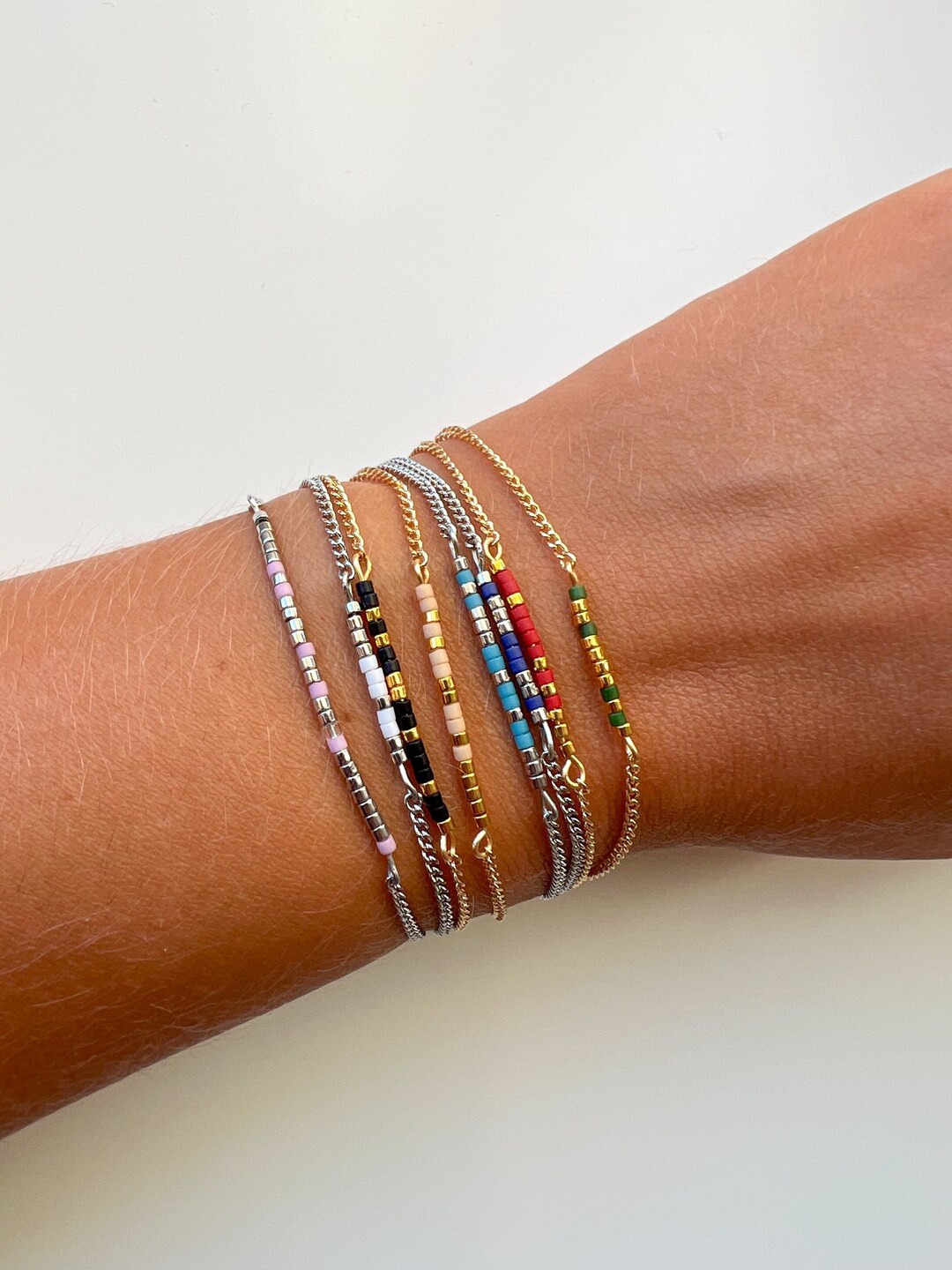 Morse Code Bracelet Matching Custom, Personalized Chain Dainty Steel ...