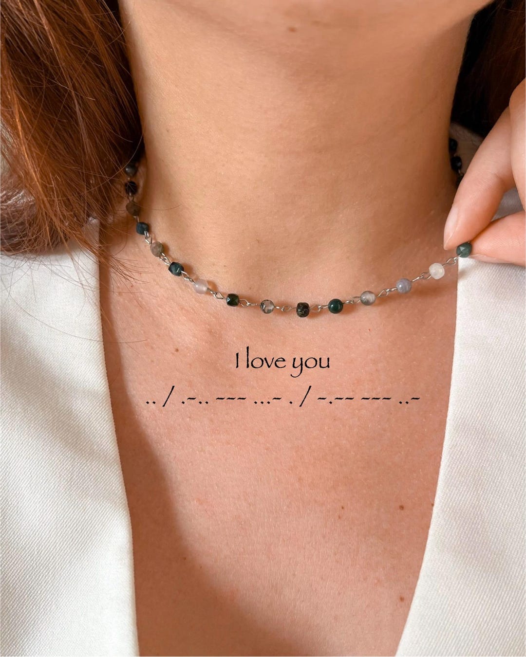 Morse Code Rosary Necklace – Custom Message – Dainty Tourmaline Jewelry ...