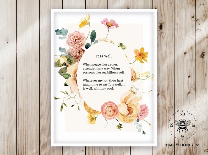 Christian Hymn Verses Watercolor Flowers Floral Religious Song Lyrics ...