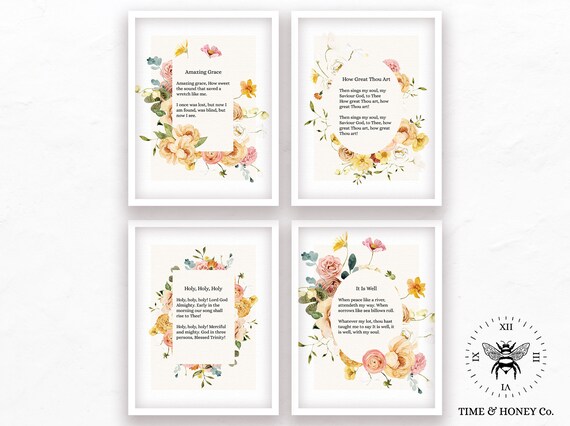 Christian Hymn Verses Watercolor Flowers Floral | Etsy