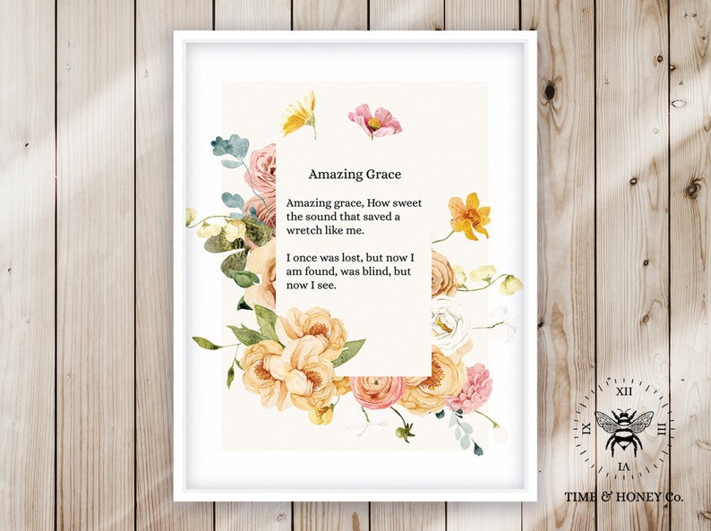 Christian Hymn Verses Watercolor Flowers Floral Religious Song Lyrics ...