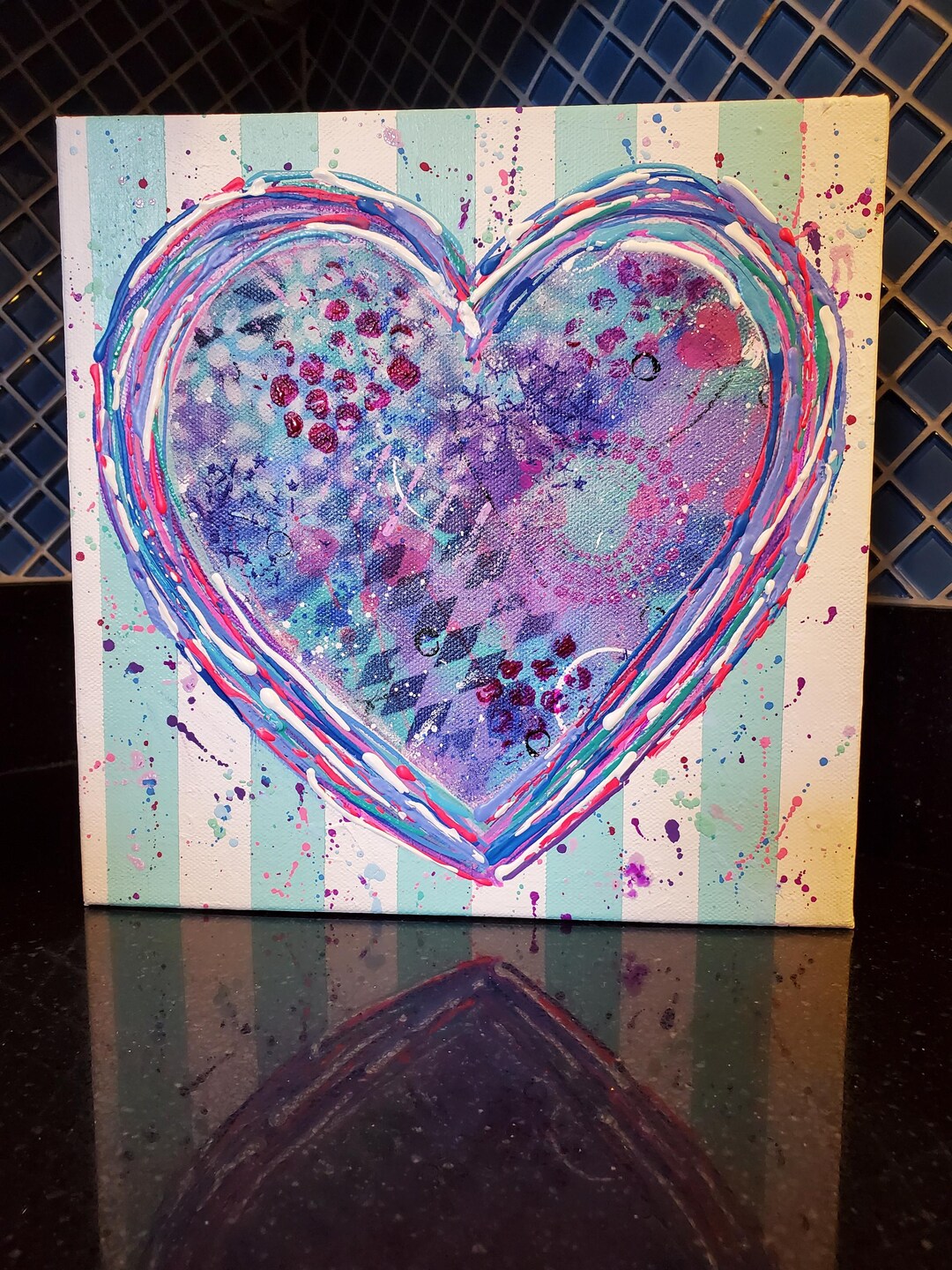 Wild Heart Painting, Stripes - Etsy
