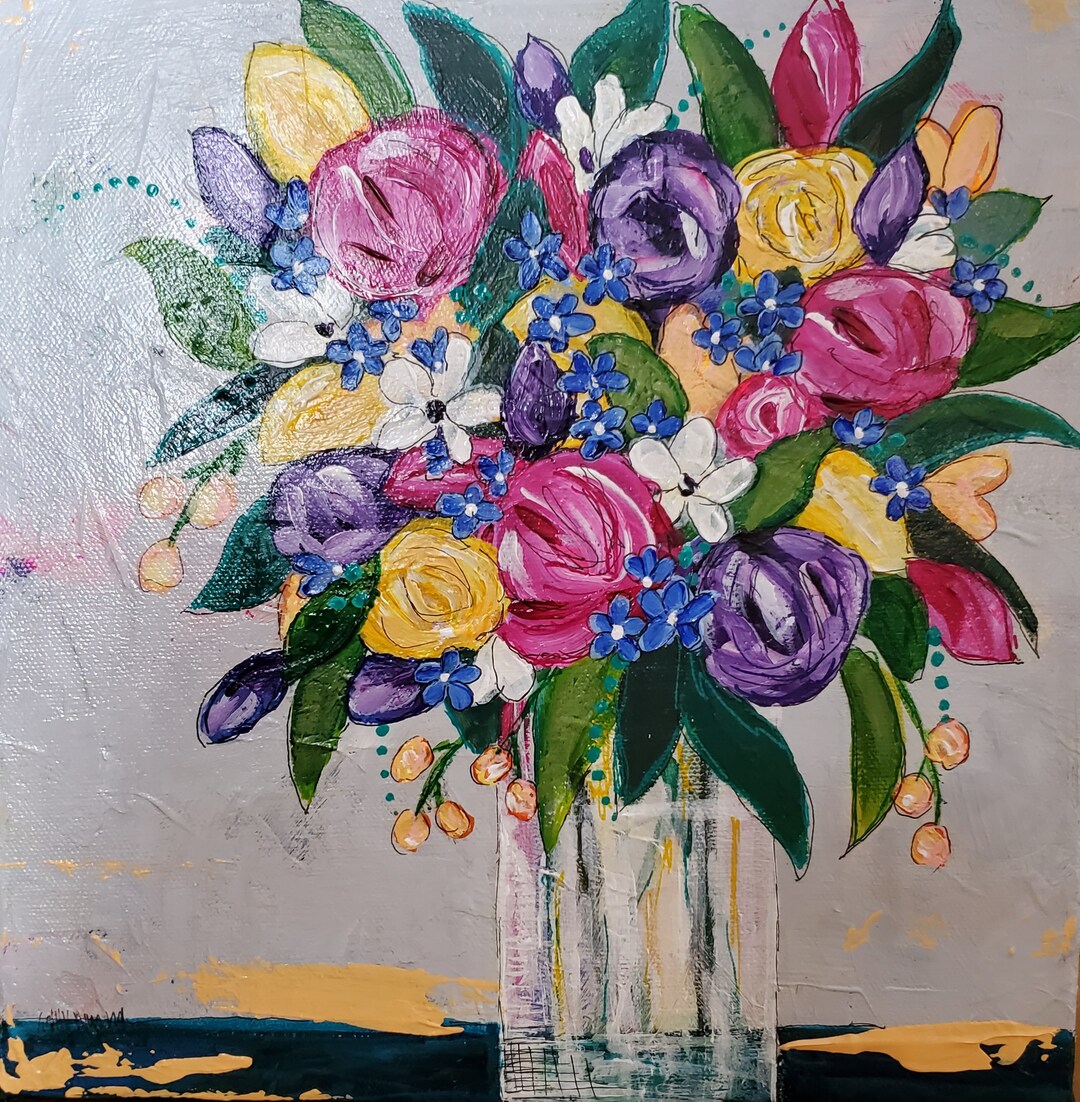 Mini Flower Bouquet Painting - Etsy