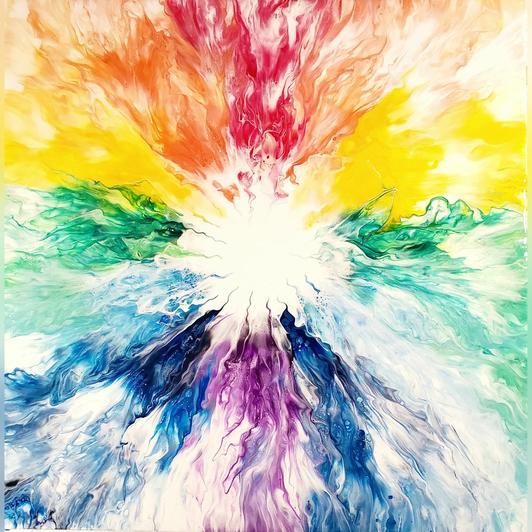 Rainbow Explosion, 20x20 - Etsy