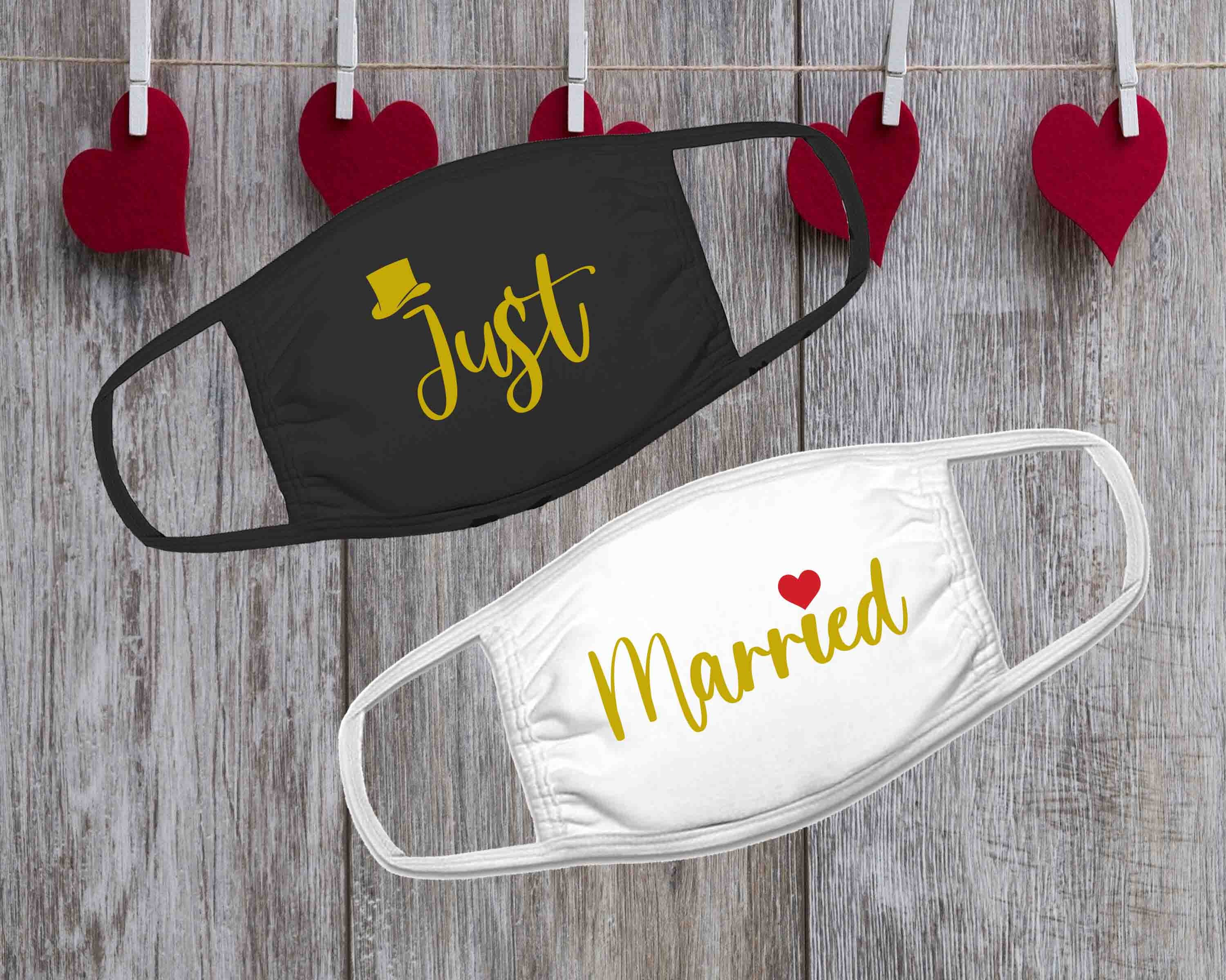 JUST MARRIED Wedding Mask Couple Masks Lockdown Marriage - Etsy