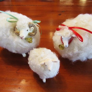 Sheep Decor, Sheep Family of Ram, Ewe & Lamb Figurines With Needle ...