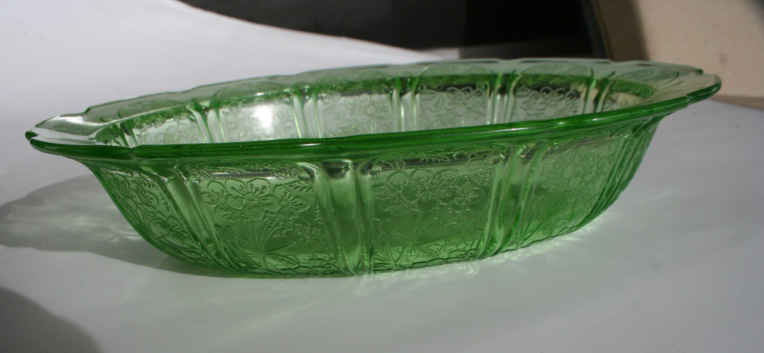 Vintage Green Depression Glass Bowl Art Nouveau Style - Etsy