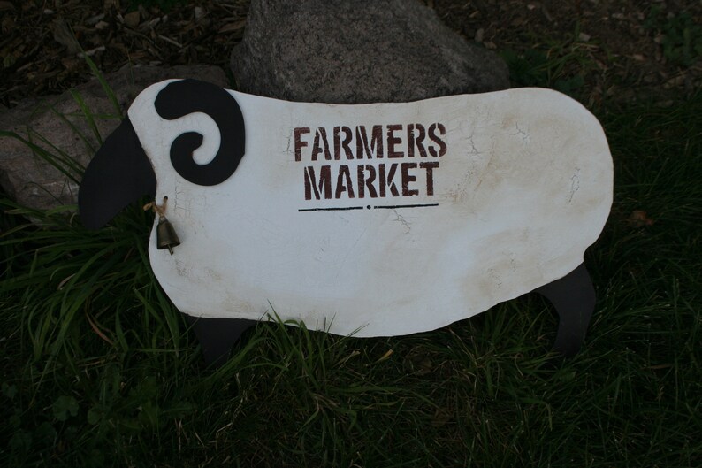 Sheep Decor Sheep Sign Farmhouse Decor FARMERS MARKET Folk - Etsy