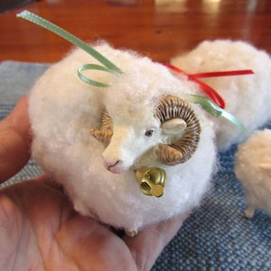 Sheep Decor, Sheep Family of Ram, Ewe & Lamb Figurines With Needle ...