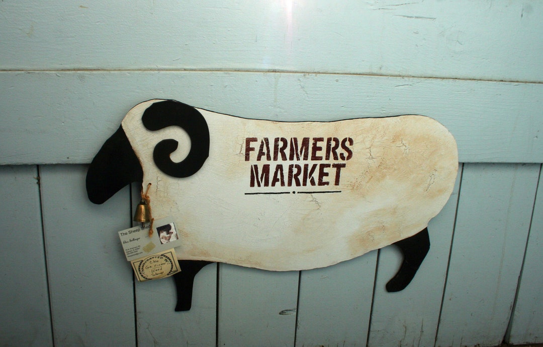 Sheep Decor Sheep Sign, Farmhouse Decor, FARMERS MARKET Folk Art ...