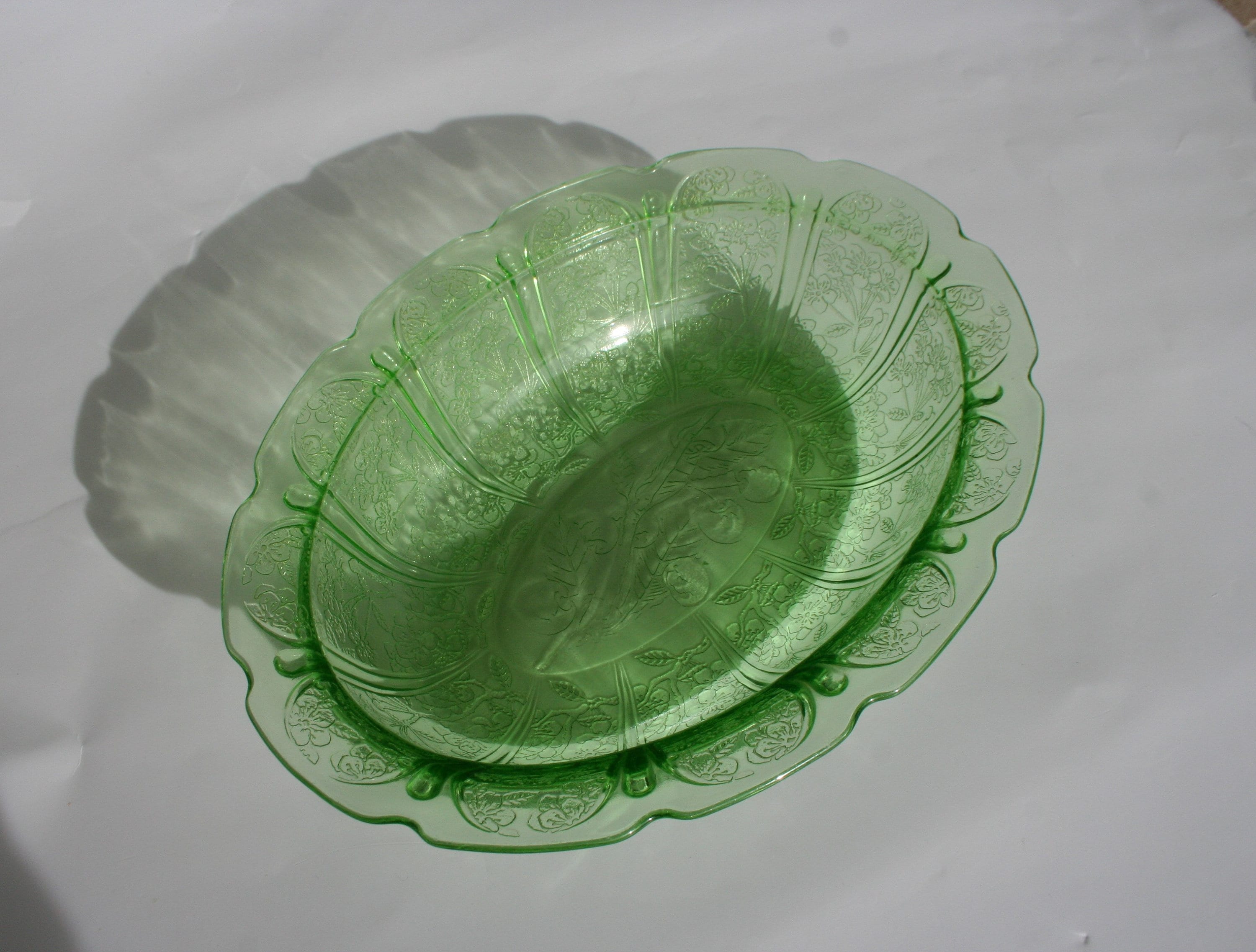 Vintage Green Depression Glass Bowl Art Nouveau Style - Etsy