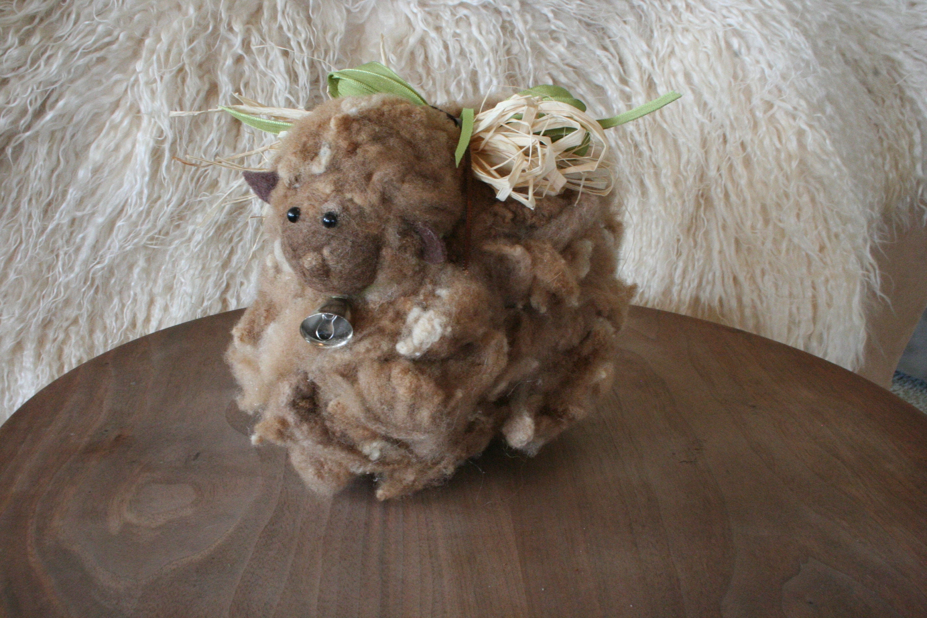 Sheep Decor, Handmade All Natural Brown Wool Sheep Decoration, Merino ...