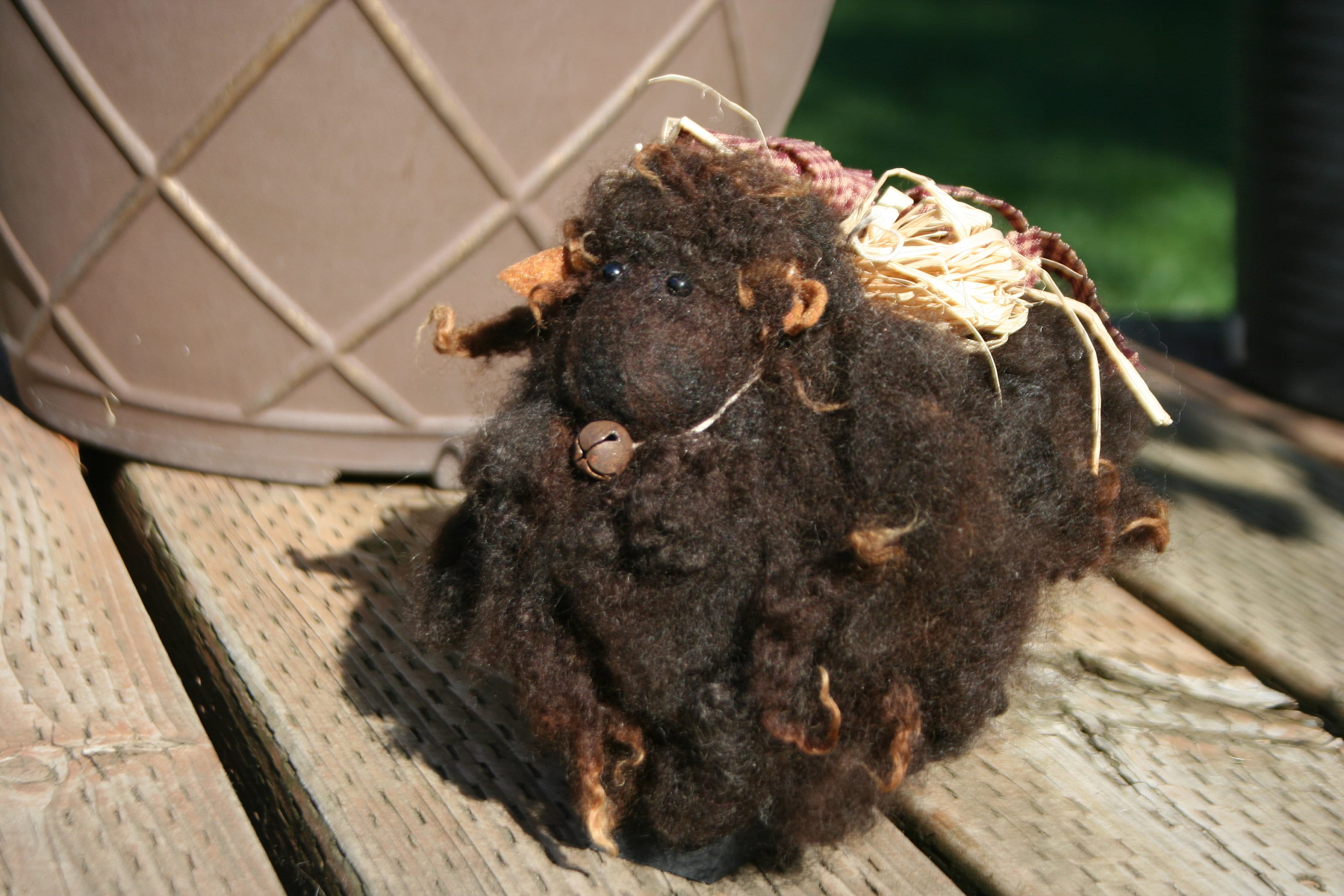 Sheep Decor Rustic Sheep Natural Black Fiber With Brown Tips Sheep ...