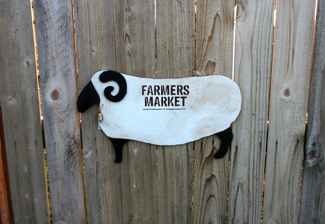 Sheep Decor Sheep Sign Farmhouse Decor FARMERS MARKET Folk - Etsy