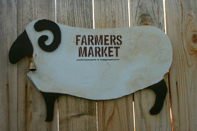 Sheep Decor Sheep Sign Farmhouse Decor FARMERS MARKET Folk - Etsy