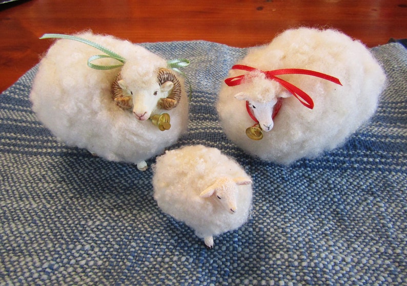 Sheep Decor, Sheep Family of Ram, Ewe & Lamb Figurines With Needle ...