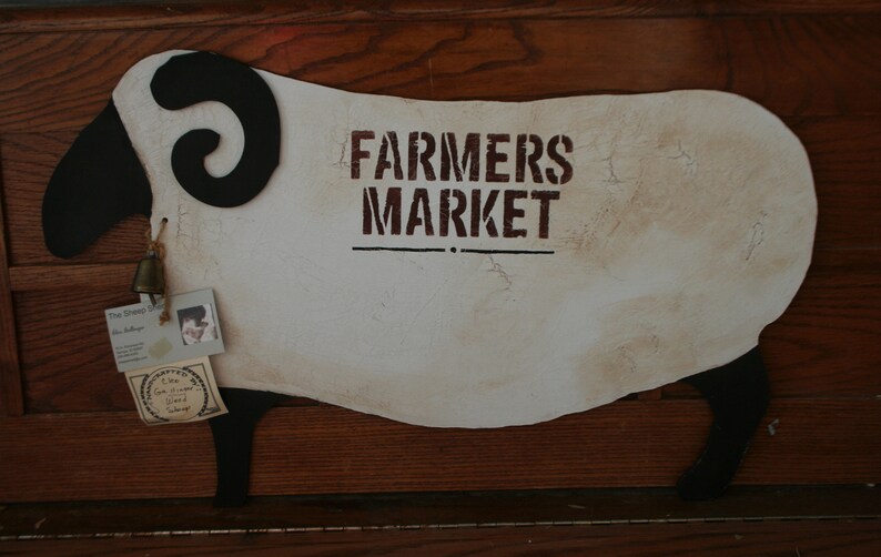 Sheep Decor Sheep Sign Farmhouse Decor FARMERS MARKET Folk - Etsy